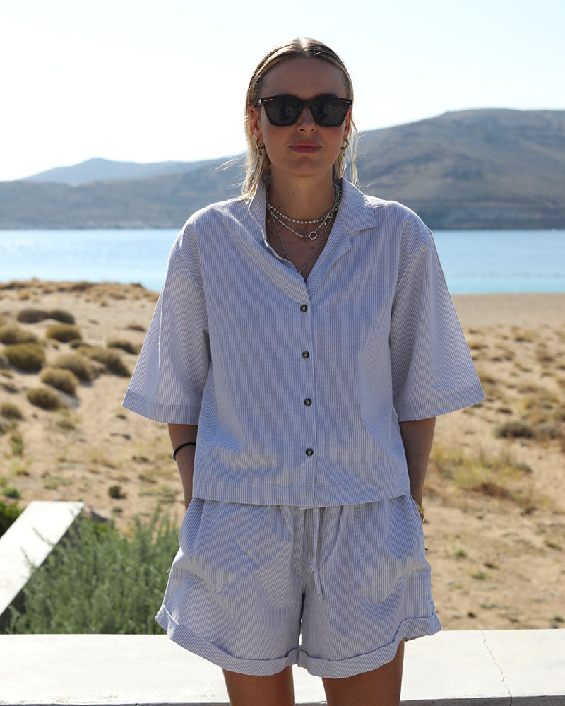 Condesa Shirt | Dove Blue Pin Stripe – Jam Industries