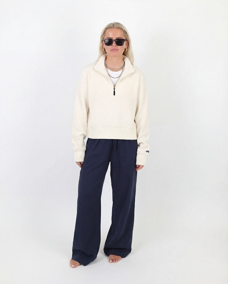 Cropped Merino-Cotton 1/4 Zip | Cream – Jam Industries
